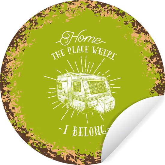 WallCircle - Muurstickers - Behangcirkel - Vintage - Caravan - Groen - 50x50 cm -... | bol.com