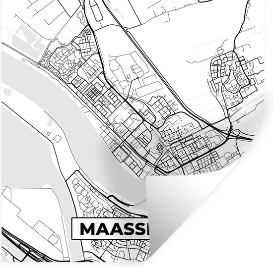 Muurstickers - Sticker Folie - Kaart - Maassluis - Zwart - Wit - 30x30 ...