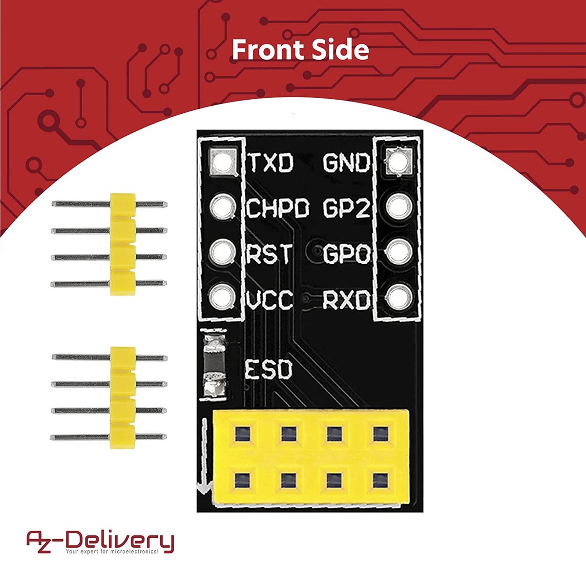Azdelivery 5 X Breadboardadapter Voor Esp 01s Breadboardzu Esp8266 01 Seriële 