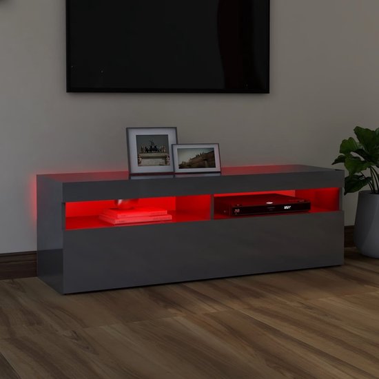vidaXL Banc TV avec éclairage LED 120 x 35 x 40 cm Gris brillant | bol.com