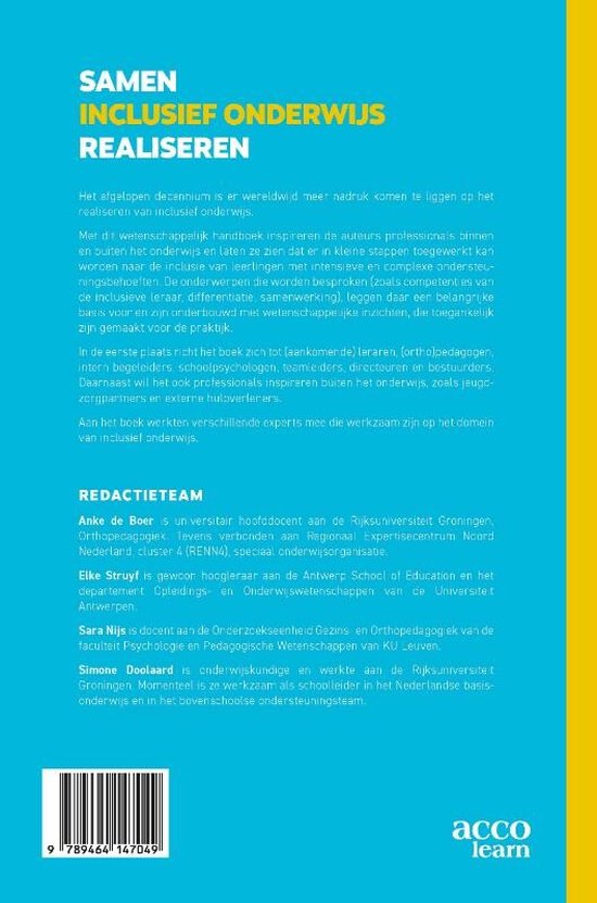 Samen inclusief onderwijs realiseren | 9789464147049 | Anke de Boer | Boeken | bol