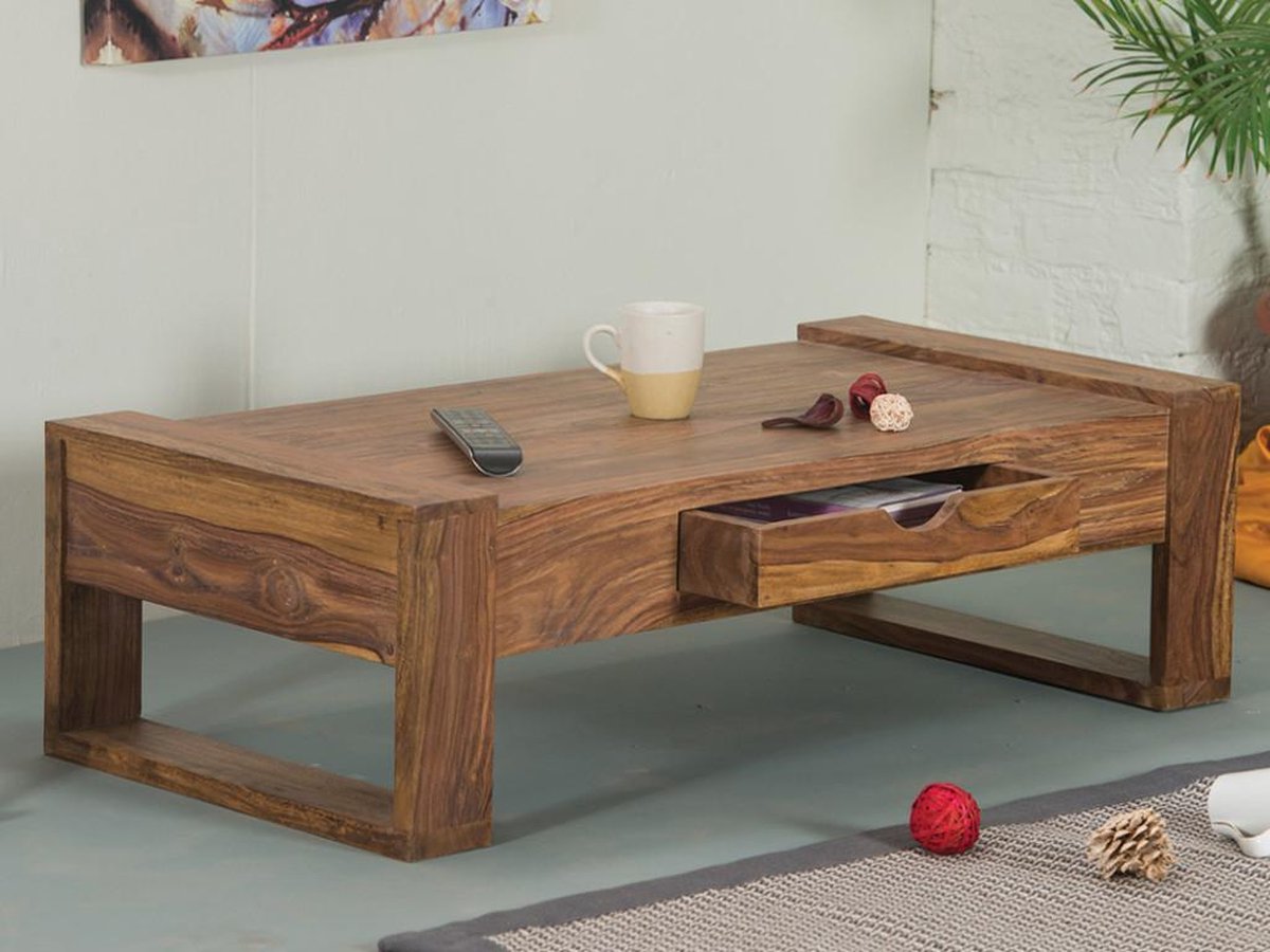 Salontafel KETANA - 1 lade - sheesham hout L 100 cm x H 30 cm x D 50 cm ...