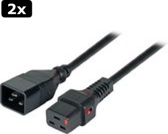 2x EFB Elektronik EK607SW.2 electriciteitssnoer Zwart 2 m C20 stekker ...