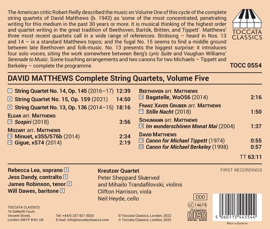 Rebecca Lea, Jess Dandy, James Robinson, Kreutzer Quartet - Complete String Quartets,... | bol.com