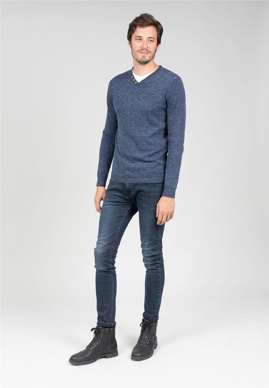 DEELUXE Pull chiné double col SINGLE Indigo Mel | bol.com