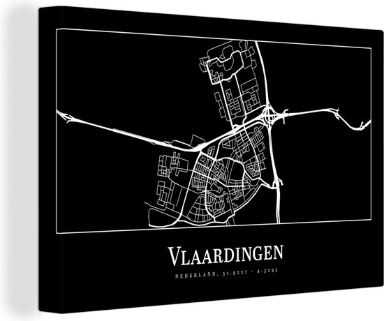 Canvas Schilderij Plattegrond - Vlaardingen - Kaart - Stadskaart ...