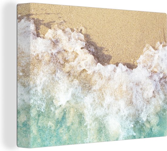 Canvas Schilderij Golf - Strand - Zee - Water - 120x90 cm - Wanddecoratie | bol