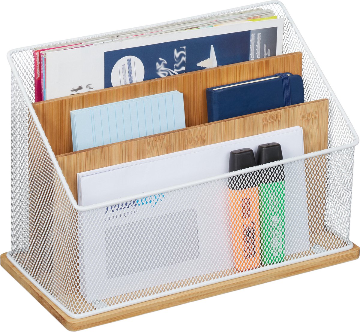 Relaxdays brievenbak met 3 vakken - bureau organizer - sorteerbak ...