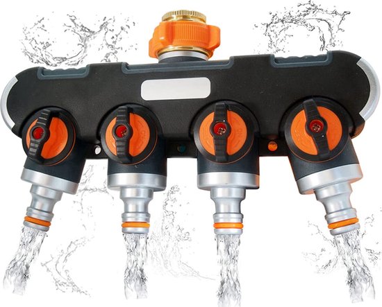 ALEMIN 4-weg verdeler water 3/4 en 1/2 inch waterverdeler met kraan adapter voor tuin... | bol