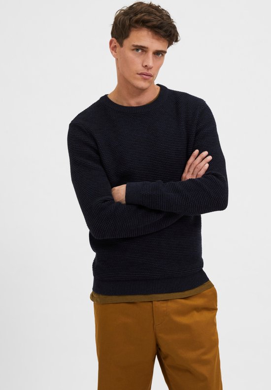 SELECTED HOMME SLHVINCE LS KNIT BUBBLE CREW NECK W NOOS Heren Trui - Maat S | bol.com
