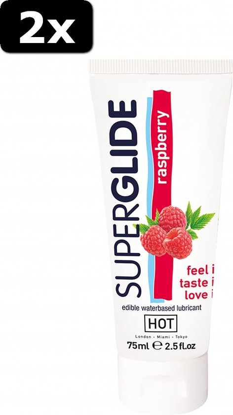 2x HOT Superglide edible lubricant waterbased - raspberry - 75 ml | bol
