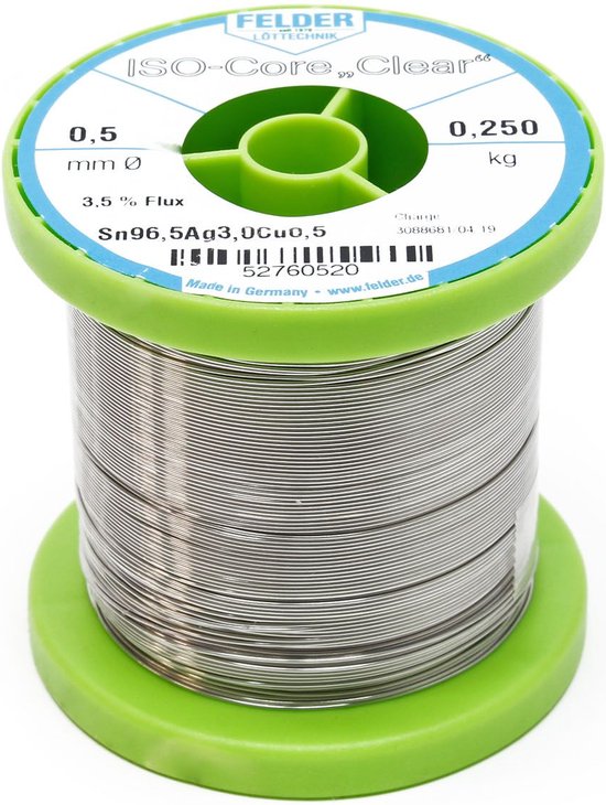 Felder soldeerdraad Iso-Core Clear SAC305 Sn96.5Ag3Cu0.5 0,5mm 0,25 kg ...
