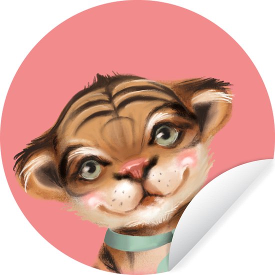 WallCircle - Muurstickers - Behangcirkel - Tijger - Portret - Strik - 100x100 cm -... | bol