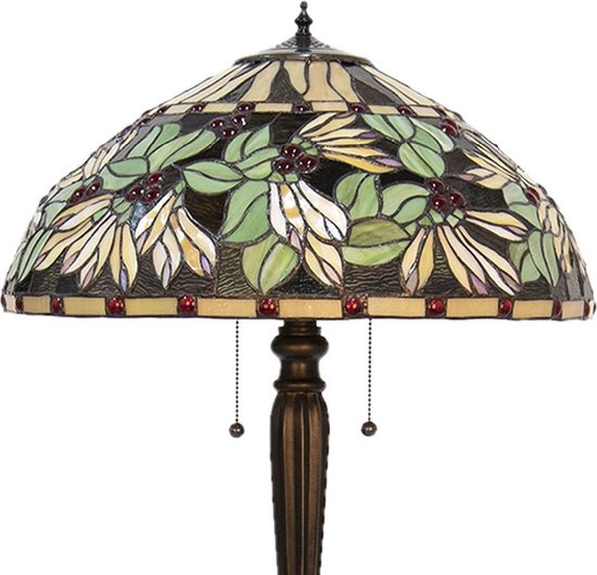 HAES DECO - Tiffany Vloerlamp Ø 51x157 cm Bruin Beige Glas Staande Lamp ...