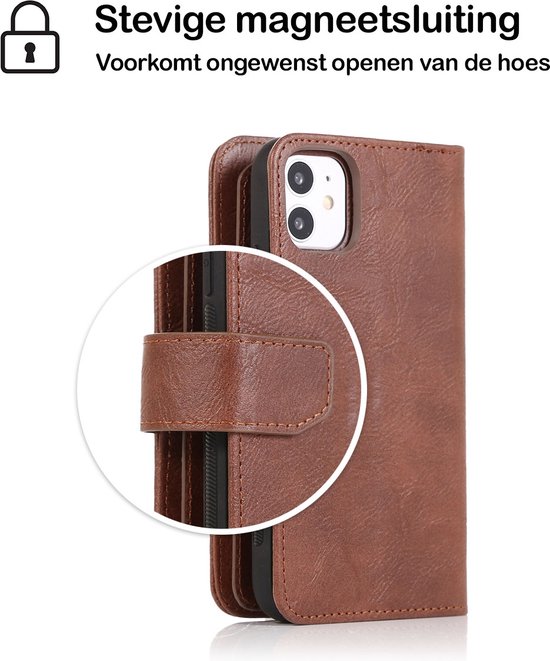 iPhone 13 Magnetisch 2-in-1 Hoesje - Luxe Wallet Case met Magneet ...