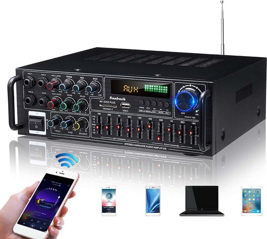 Sunbuck Audioversterker – Stereo Versterker Met Bluetooth – Audio ...