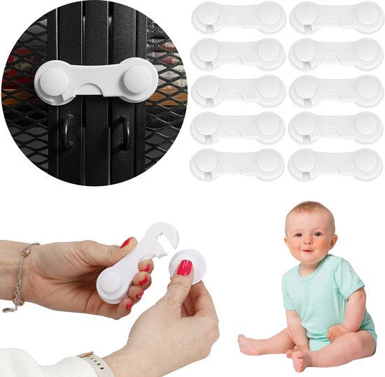 Springos Kinderslot Kastjes - 10 Stuks - 9.5 x 3.5 cm - Wit | bol.com