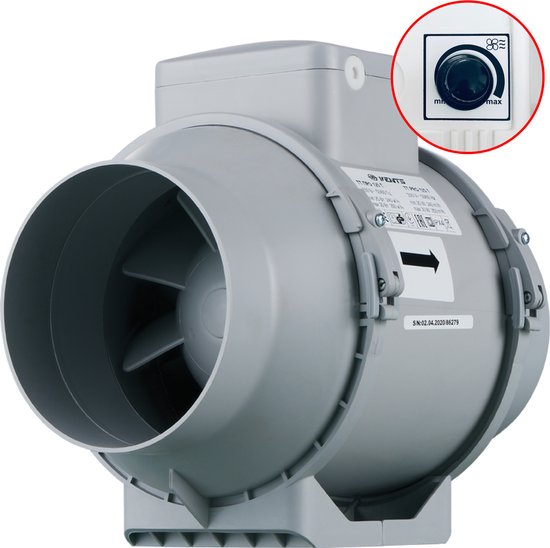 Vents buisventilator 100mm - Inline ventilator PRO - Met regelaar en ...