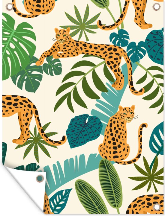 Tuinschilderij Jungle - Luipaard - Planten - Patroon - Meiden - Jongens ...