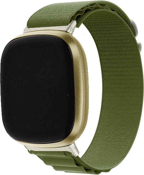 Nylon bandje - geschikt voor Fitbit Versa 4 / Sense 2 - groen | bol