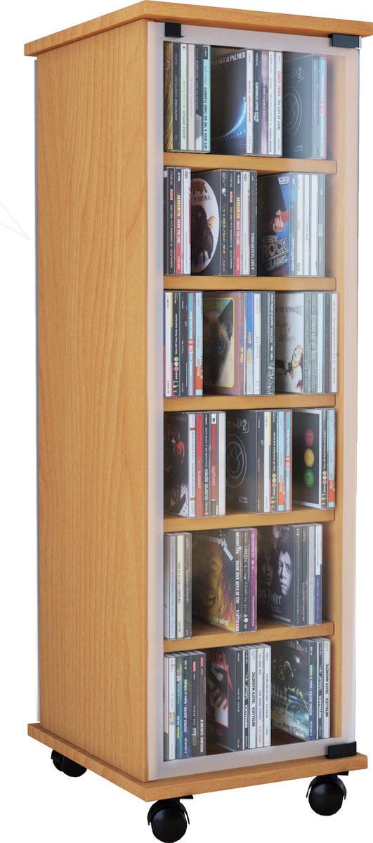 VCM Houten CD DVD Standplank Kastje Vloer Staande Plank Wielen ...