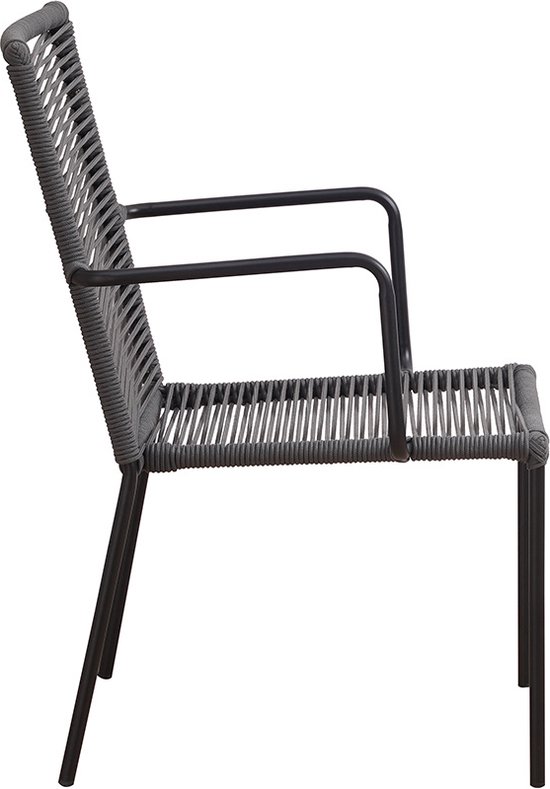 Tuinstoel met armleuning Iza touw antraciet | bol