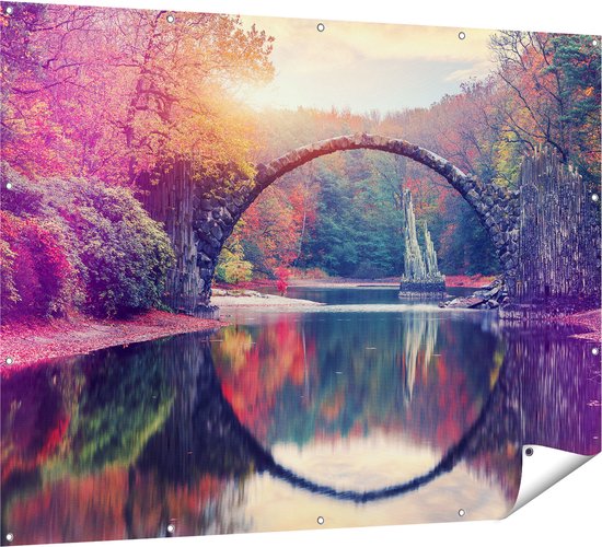 Gards Tuinposter Rakotz Brug in Duitsland in de Herfst - 160x120 cm - Tuindoek -... | bol