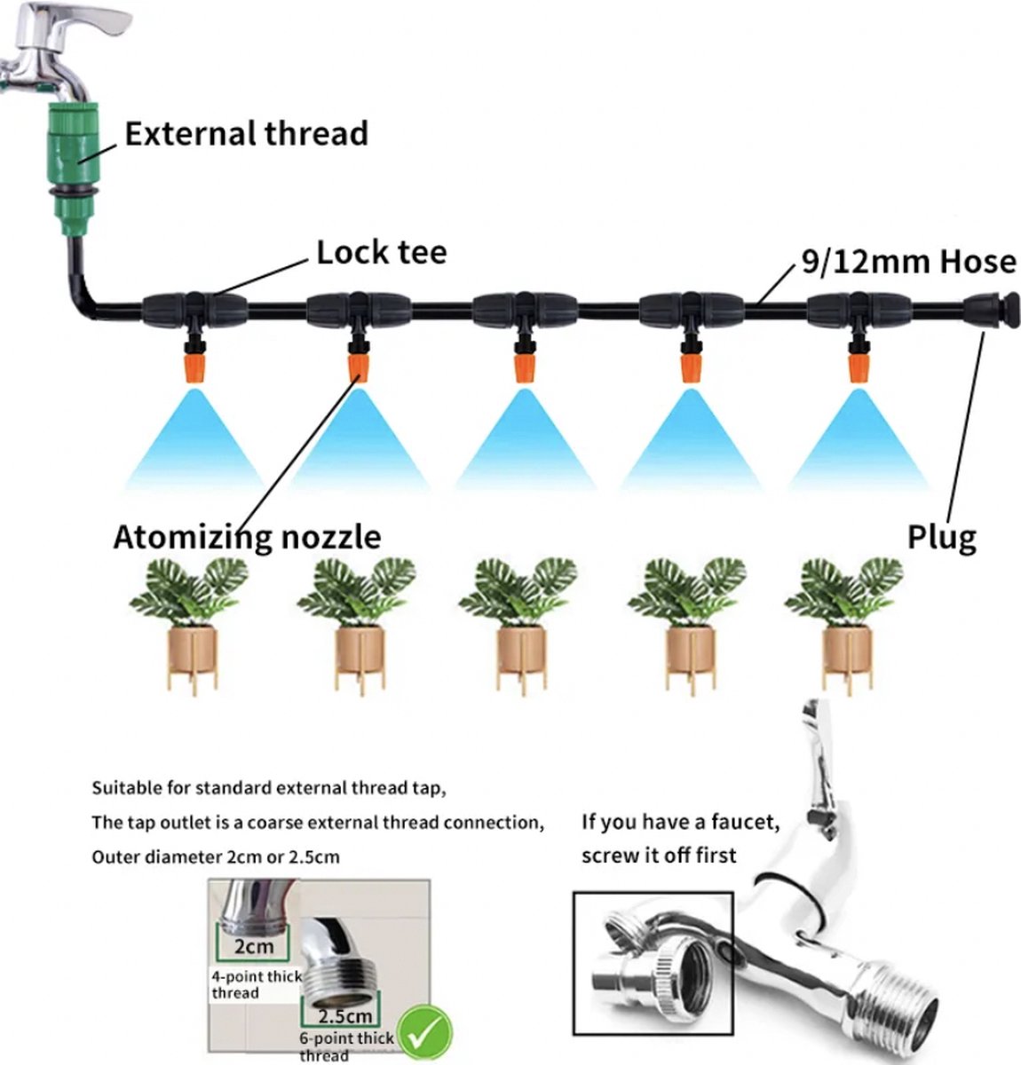 Vernevelingssysteem 20 meter - Vernevelaar tuin - Terras sproeier ...