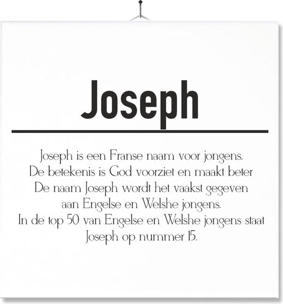 Tegel Met Opdruk | Betekenis | Kado | Cadeau | Met Naam - Joseph | bol