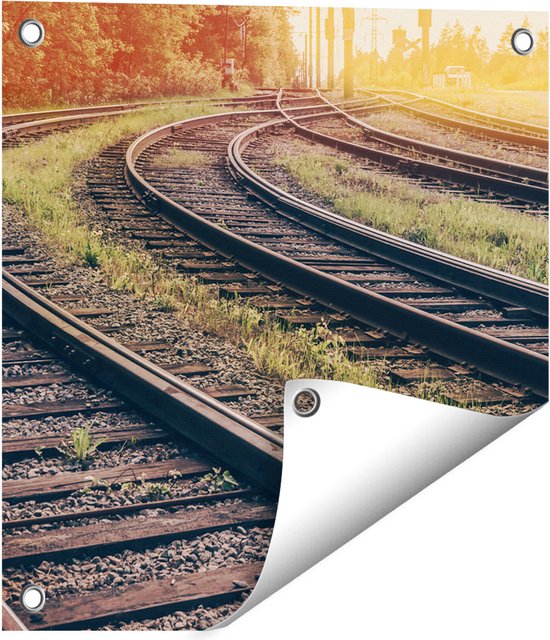 Gards Tuinposter Rails Spoorwegen naast Elkaar - 40x40 cm - Tuindoek - Tuindecoratie -... | bol
