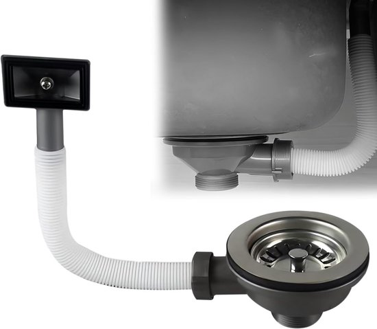 RVS Afvoerputje met Overloop voor Keukenspoelbak 114mm - Universeel ...
