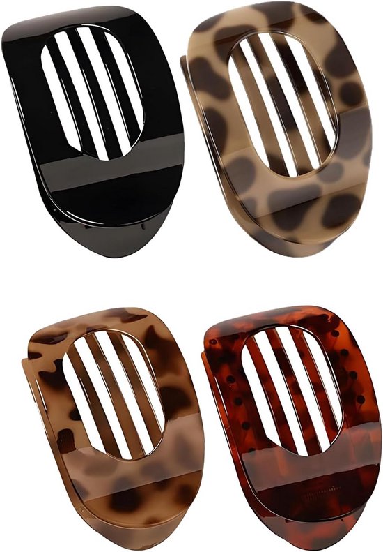 4x Platte Haarclip Set - Sterke Houdkracht & Ronde Tanden - Stijlvolle ...