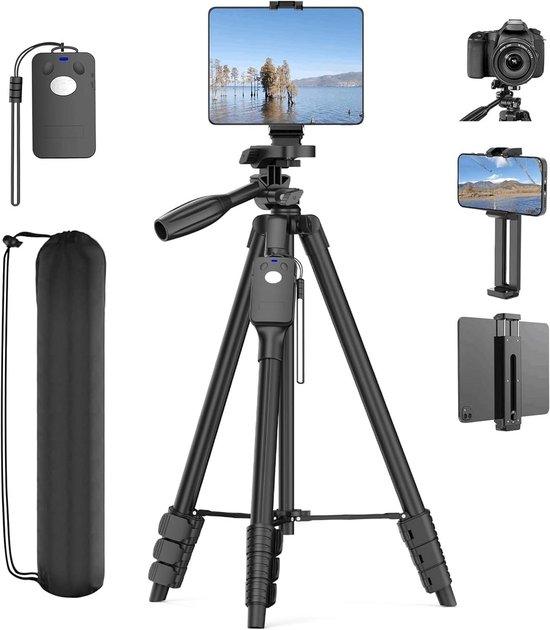 Uitschuifbaar Telefoon en Tablethouder Statief - 57 Inch Reisstatief ...