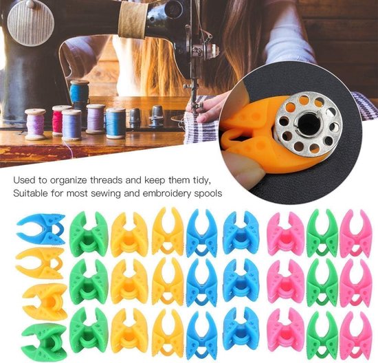 40pcs bobbin clamps - 4 kleuren silicone naai spoelen - clamps/bobbin ...