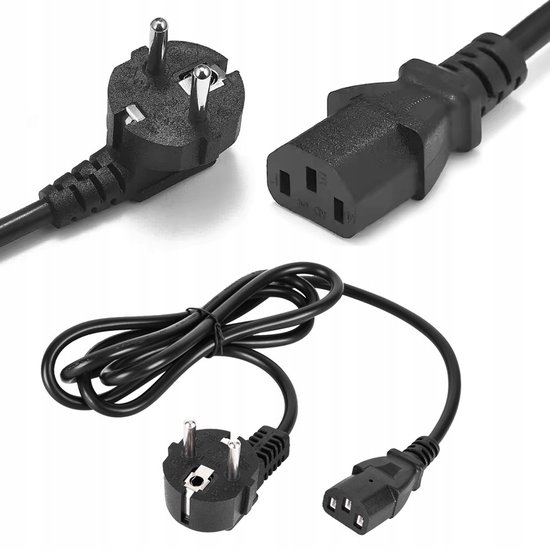 Universele Stroomkabel 1.3m Schuko IEC C13 voor PC, Monitor, Printer | bol