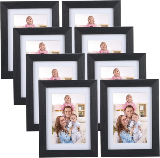 Zwarte Fotolijsten Set van 8 - 13 x 18 cm met Mount voor 15 x 20 cm ...