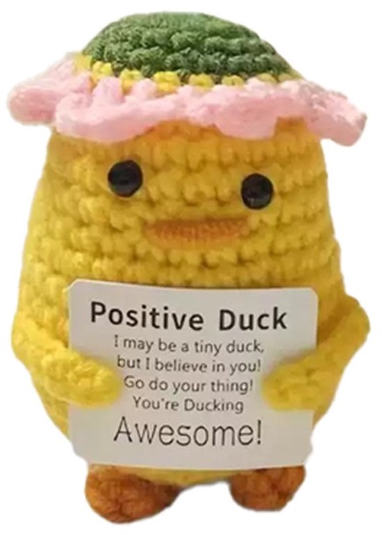 Positive Duck - eend - Positieve Vriendjes - Gehaakt Knuffel - 8 cm | bol
