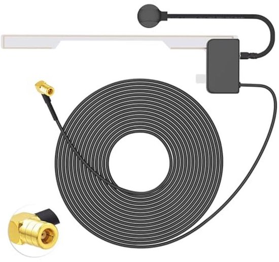 DAB Car Antenne met SMB Adapter en Glazen Houder - 3m DAB Venster ...