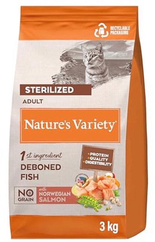 Droogvoer voor volwassen katten zonder granen met Noorse zalm - 3 kg | bol