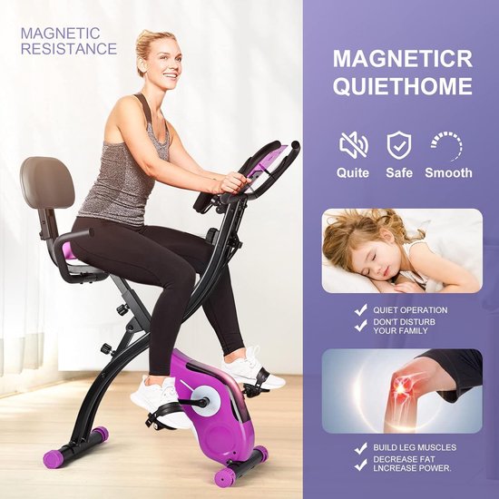 Opvouwbare Hometrainer met Rugleuning en Display - Cardio Fitness Fiets ...