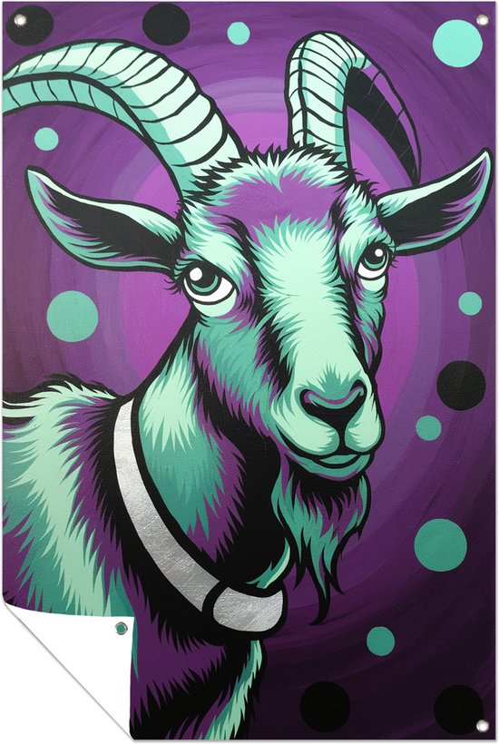 Geit pop-art – schutting decoratie – buiten – Tuinposter – 100x150 cm | bol
