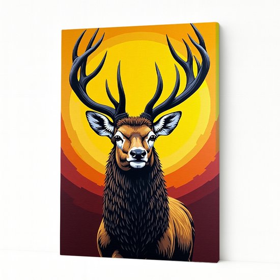 Edelhert - Design aan de muur - Canvas schilderij - 100x150 cm | bol