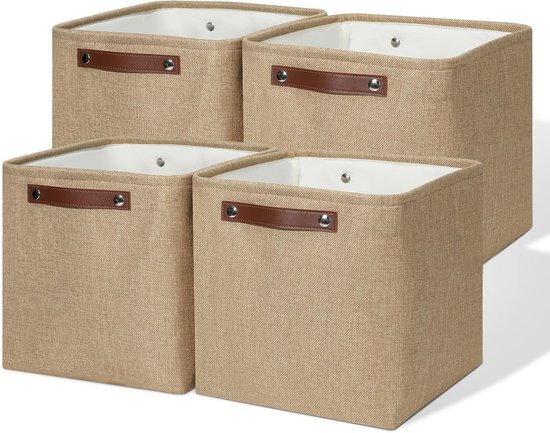 4x Opvouwbare Opbergdozen (30x30x30) - Opbergkubussen van Stof met ...