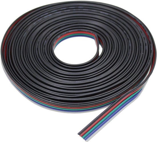20 Meter RGBW LED Verlengsnoer Plat Kabel voor Kleurverandering Strips ...