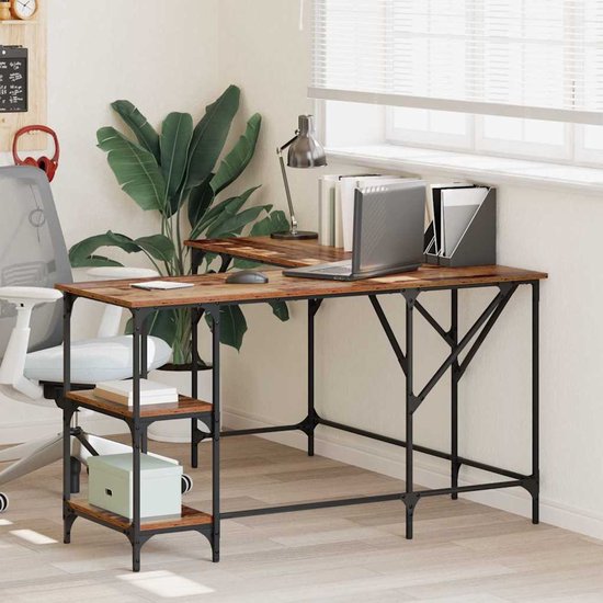 Bureau | Computerbureau | Tafel Oud Hout 139 x 139 x 75 cm Bewerkt hout ...