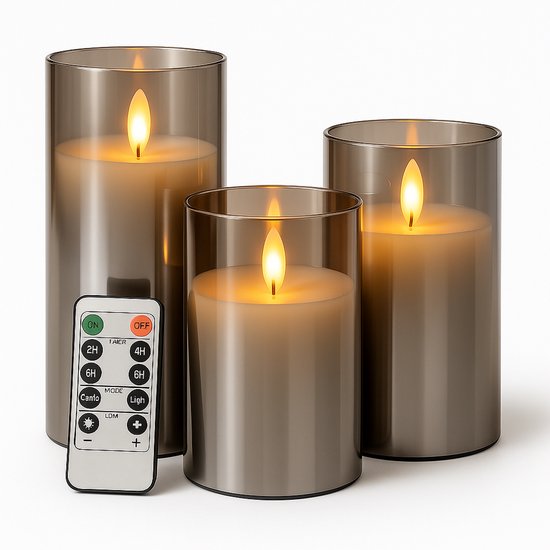 LED Kaarsen met Bewegende Vlam – Set van 3 – Afstandsbediening ...