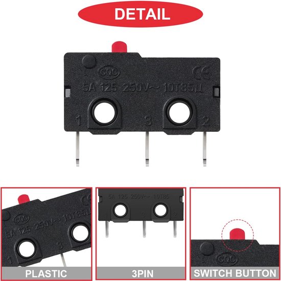 15 st. Mini Micro Eindschakelaars Momentary Switch Snap Action Met ...