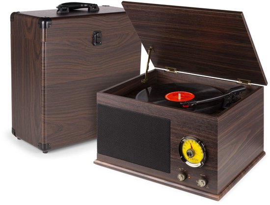 Retro platenspeler met platenkoffer - Fenton RP173 - Vinyl LP speler ...