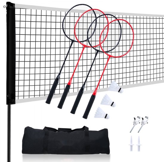 Badminton Set met Badmintonnet - Buitennet met Palen - Inclusief 4 ...