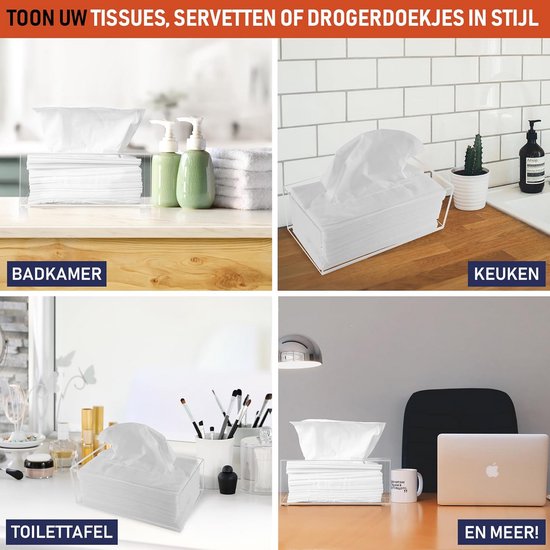 Transparante Acryl Tissue Box Houder Rechthoekig voor Tissues en Droger ...